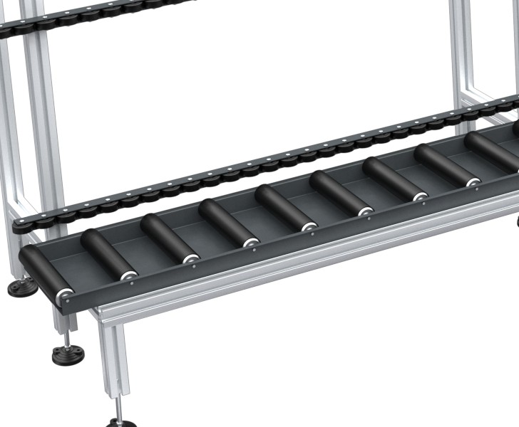 Tekna: V-link - Vertical roller conveyor for easy transport of frames ...